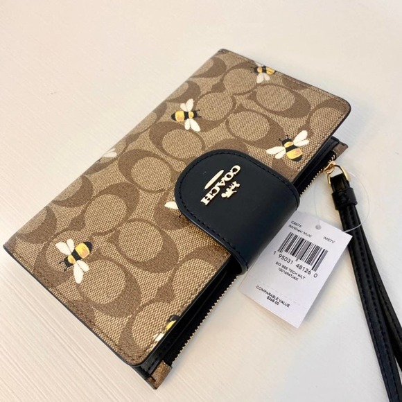 Coach | Bags | Coach Tech Wallet In Signature Canvas With Bee Print ...